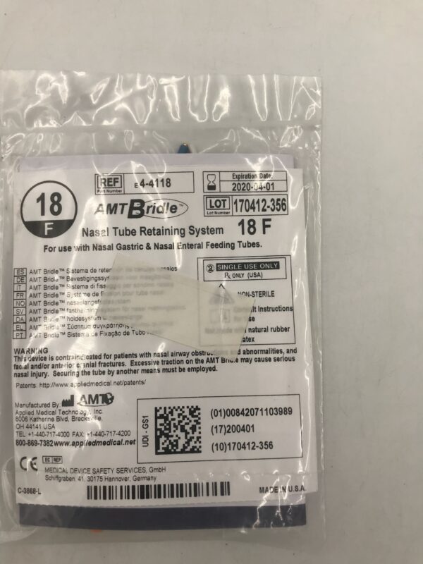 Applied Medical e4-4118 AMT Bridle Nasal Tube Retaining System 18F (X) - GB TECH USA