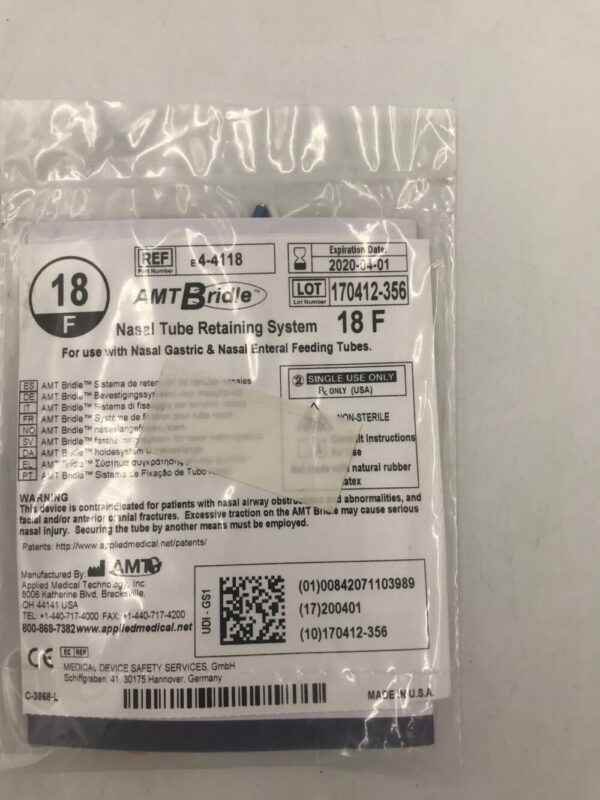 Applied Medical e4-4118 AMT Bridle Nasal Tube Retaining System 18F (X ...
