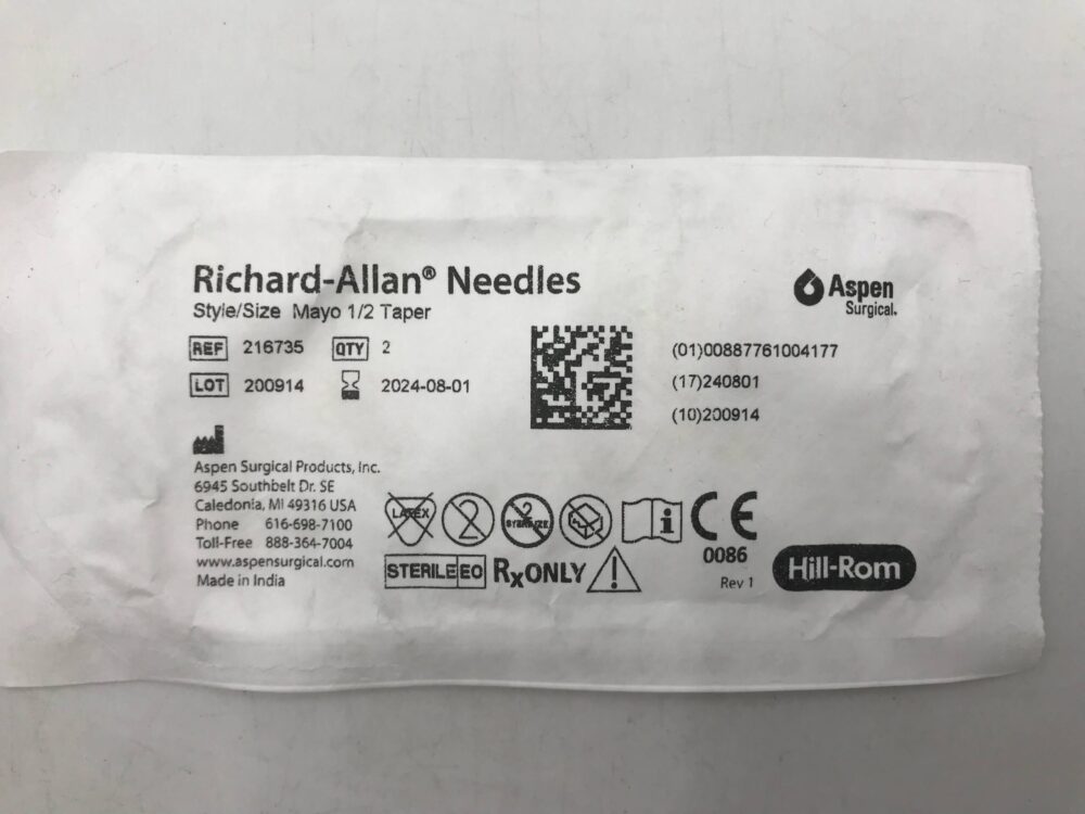 ASPEN SURGICAL 216735 Richard-Allan Needles Style Mayo 1/2 Taper (2/Pkg ...