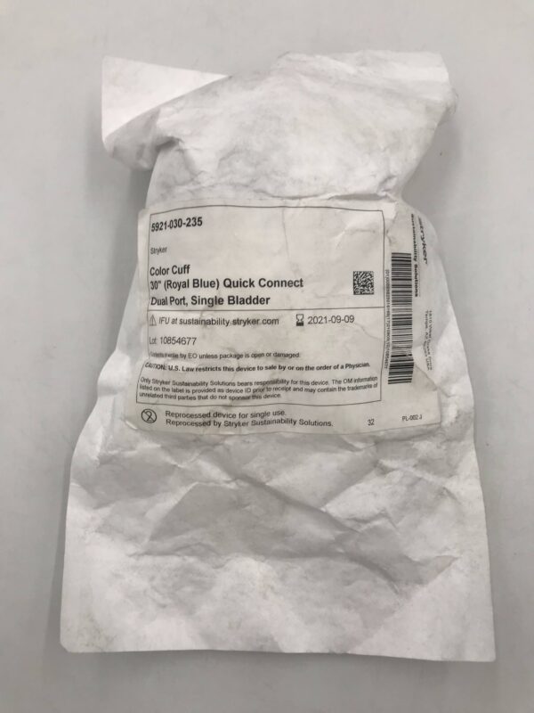 STRYKER 5921-030-235 Color Cuff Royal Blue Quick Connect Dual Port ...