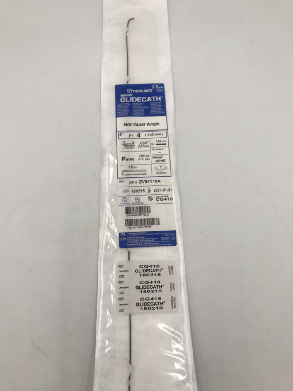 TERUMO CG416 Glidecath Non-Taper Angle Angiographic Catheter Fr4 100cm ...