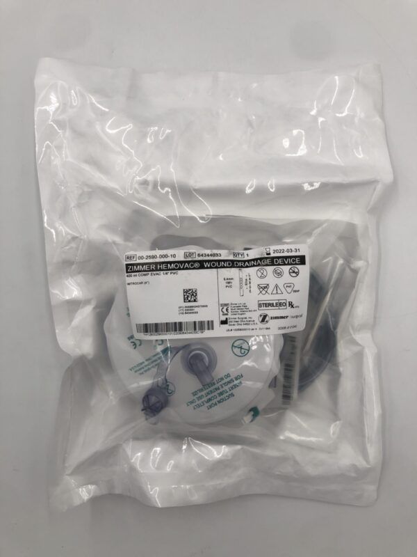 ZIMMER 00-2590-000-10 Hemovac Wound Drainage Device 400ml Comp EVAC 1 ...