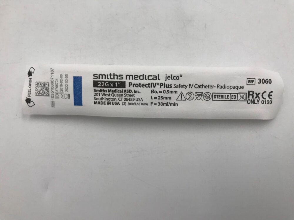 SMITHS MEDICAL 3060 Jelco ProtectIV Plus Safety IV Catheter-Radiopaque ...