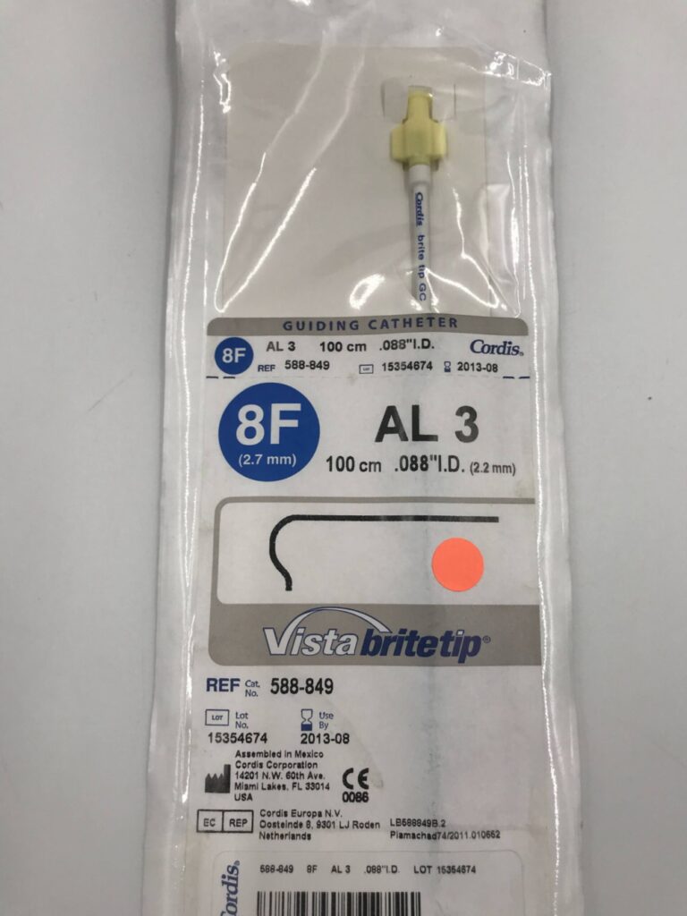 Cordis 588-849 Vista BriteTip Guiding Catheter AL 3 8F (X) - GB TECH USA
