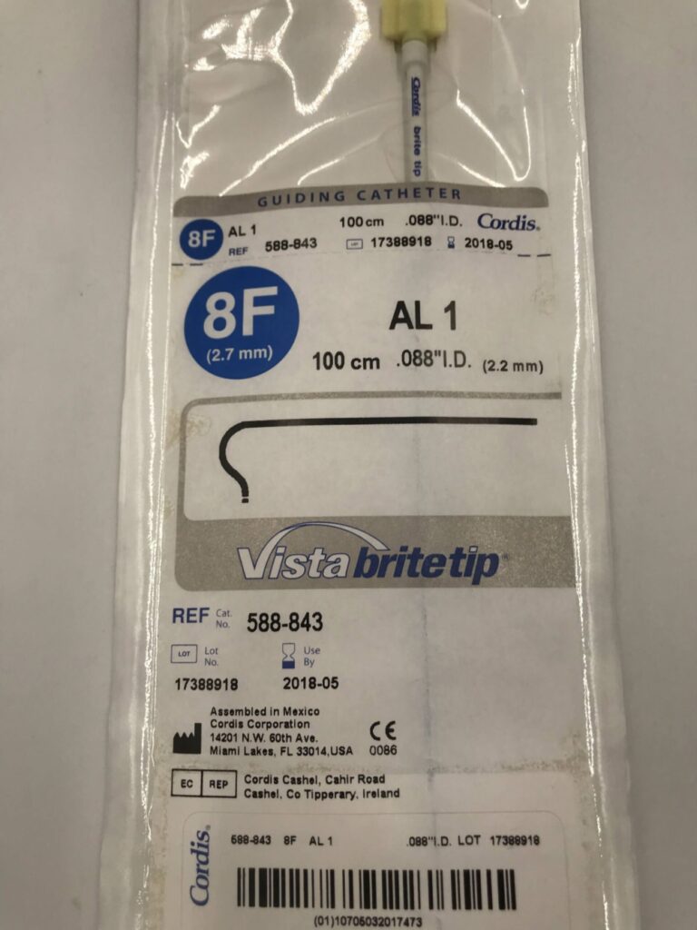 Cordis 588-843 Vista BriteTip Guiding Catheter AL 1 8F (X) – GB TECH USA