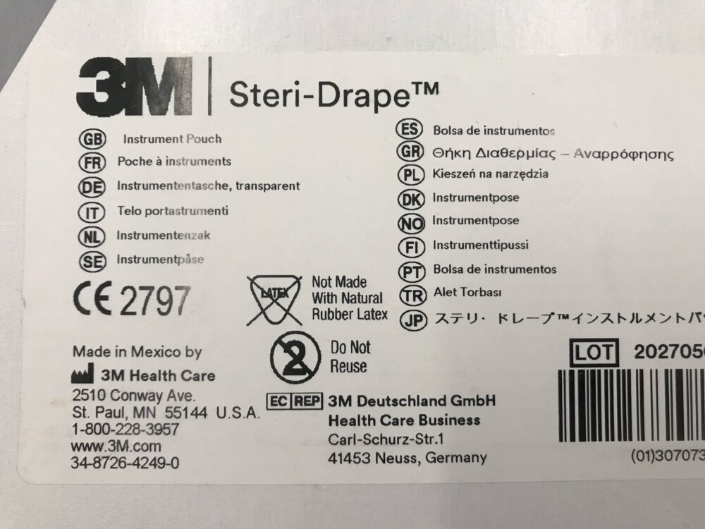 3M 1018 Steri-Drape Instrument Pouch 30cm x 18cm (11in x 7in) (10/Box ...