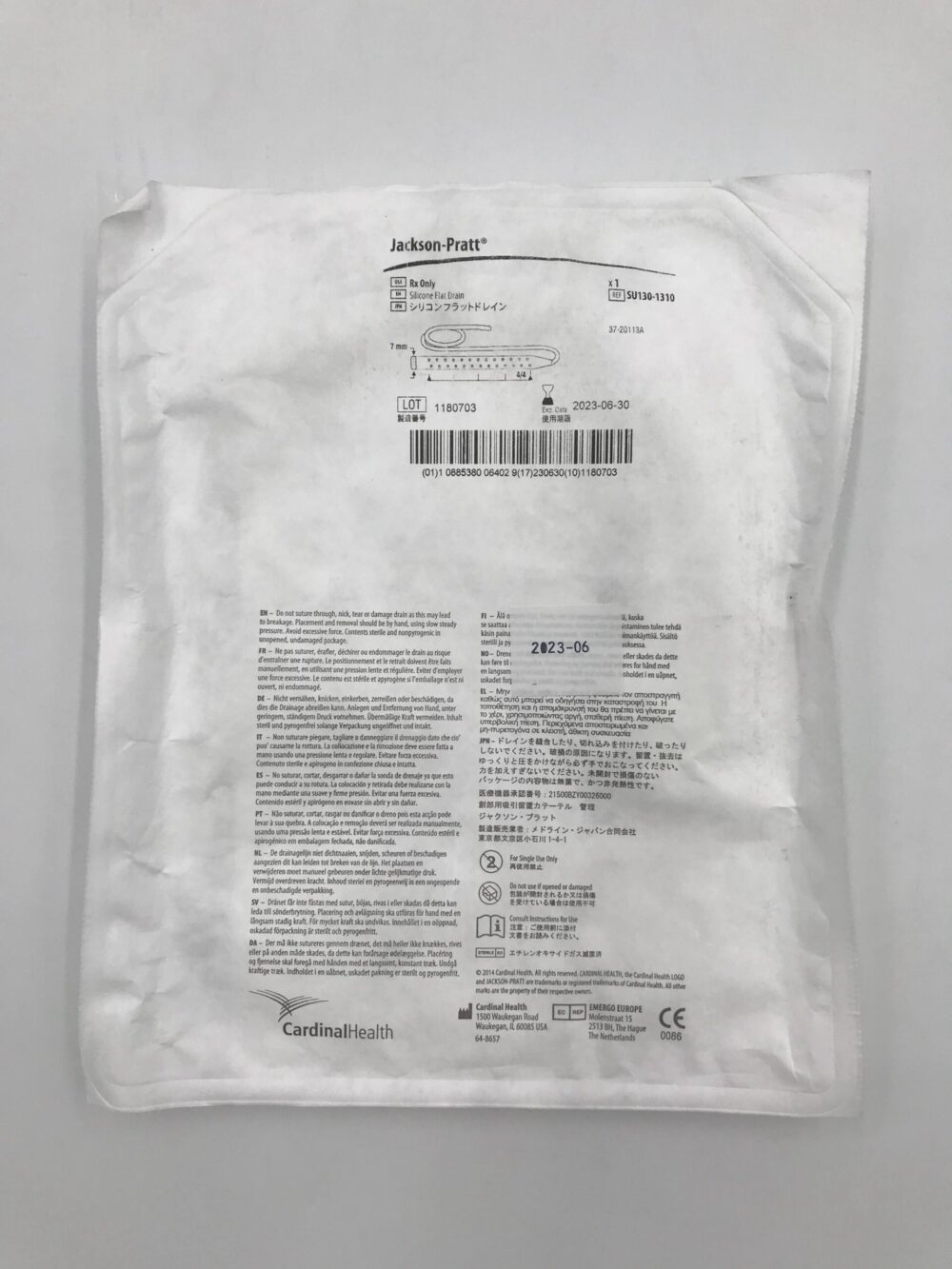 CARDINAL HEALTH SU130-1310 Jackson-Pratt Silicone Flat Drain 7mm - GB ...