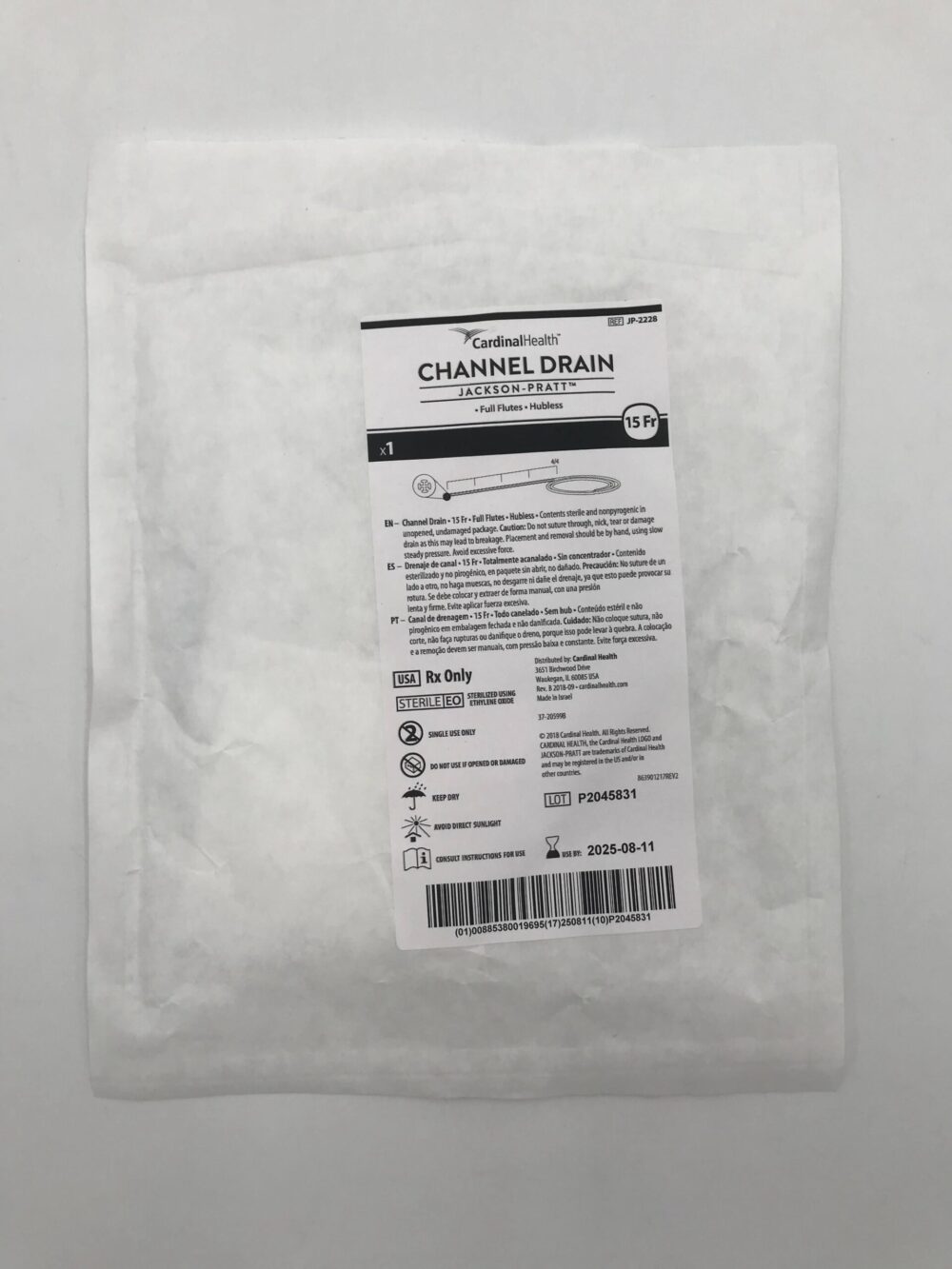 CARDINAL HEALTH JP-2228 Jackson-Pratt Channel Drain Full Flutes Hubless ...