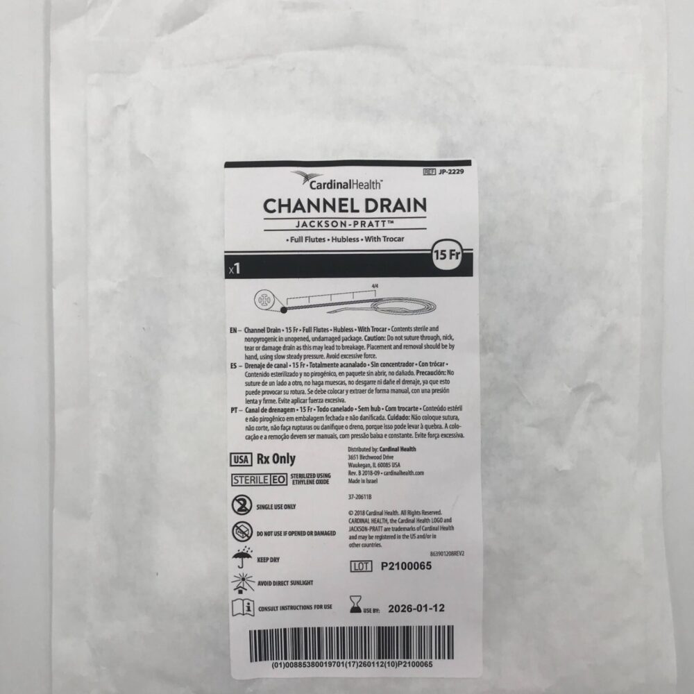CARDINAL HEALTH JP-2230 Jackson-Pratt Channel Drain Full Flutes Hubless ...