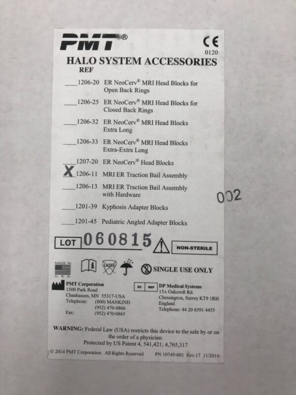 PMT 1206-11 Halo System Accessories, MRI ER Traction Bail Assembly - GB ...