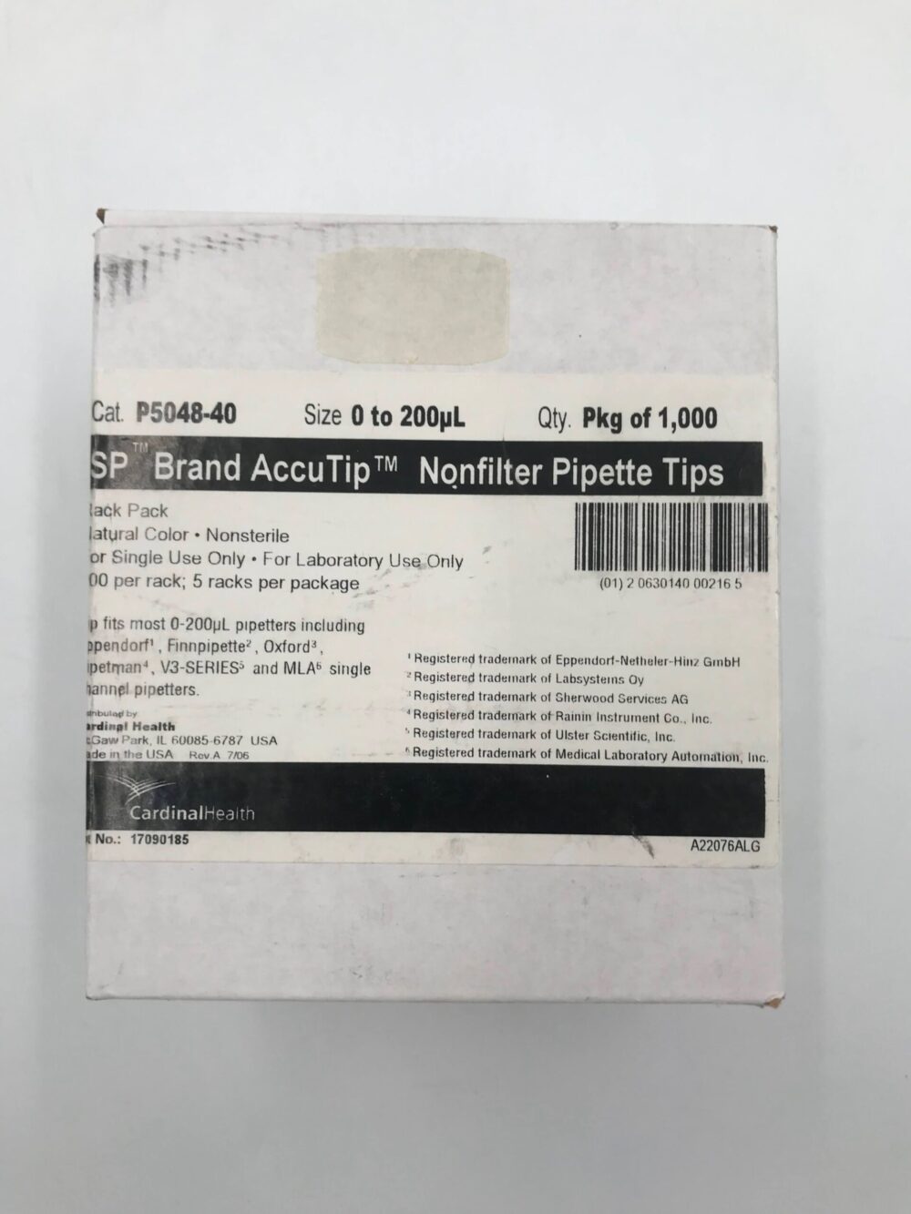 CARDINAL HEALTH P5048-40 SP Brand AccuTip Nonfilter Pipette Tips (1000 ...
