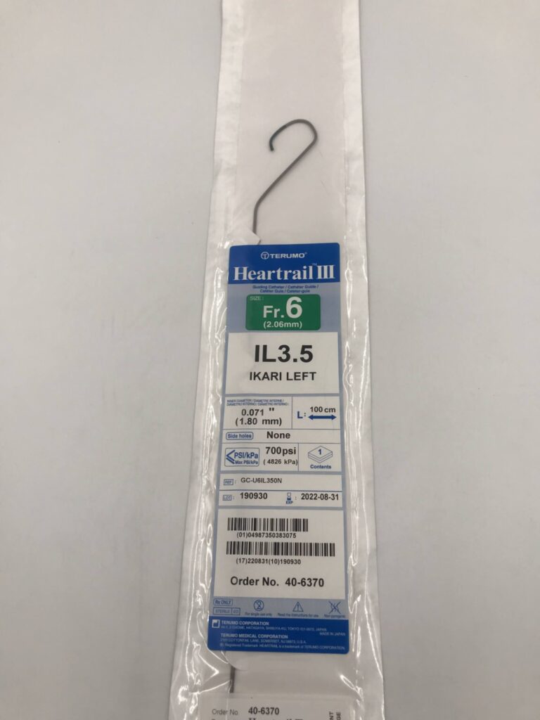 Terumo 40-6370 Heartrail III IL 3.5 Ikari Left Guiding Catheter Fr. 6 (X) – GB TECH USA