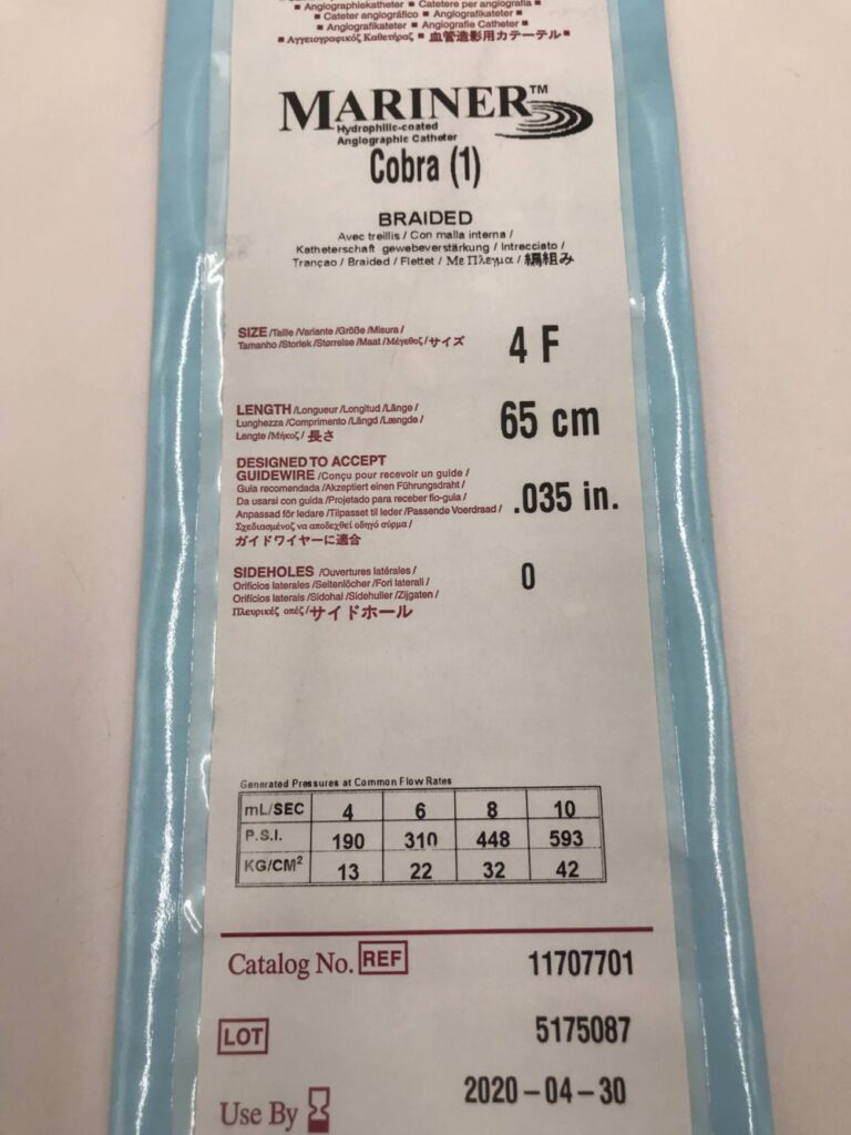AngioDynamics 11707701 Mariner Cobra (1) Braided 4F Angiographic ...