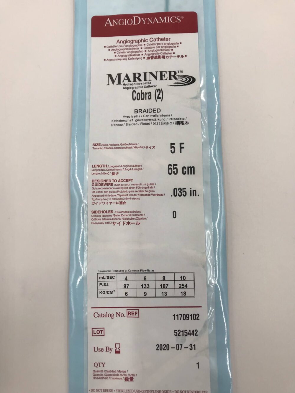 AngioDynamics 11709102 Mariner Cobra (2) Braided 5F Angiographic ...