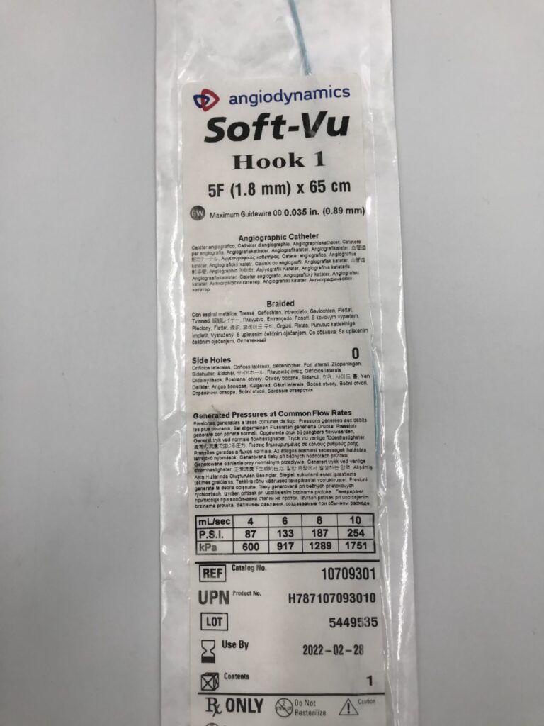 AngioDynamics 10709301 Soft-Vu Hook 1 Braided 5F Angiographic Catheter ...