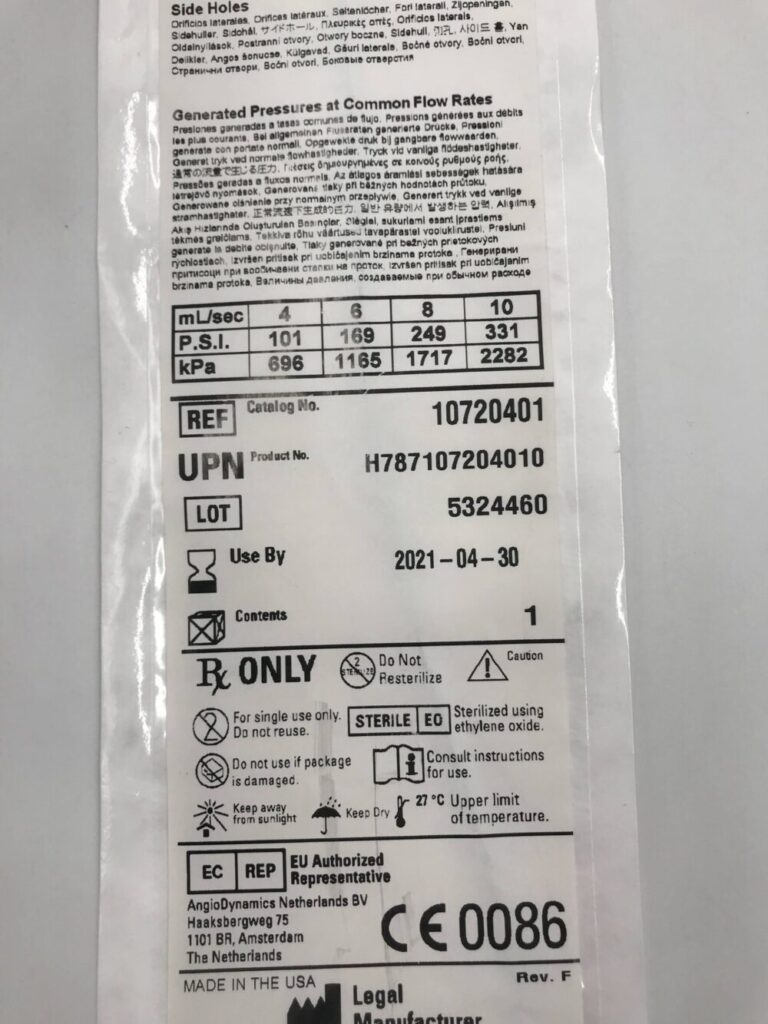 AngioDynamics 10720401 Soft-Vu Sos Omni Selective 1 Non-Braided Angiographic Catheter 5F x 80cm ...