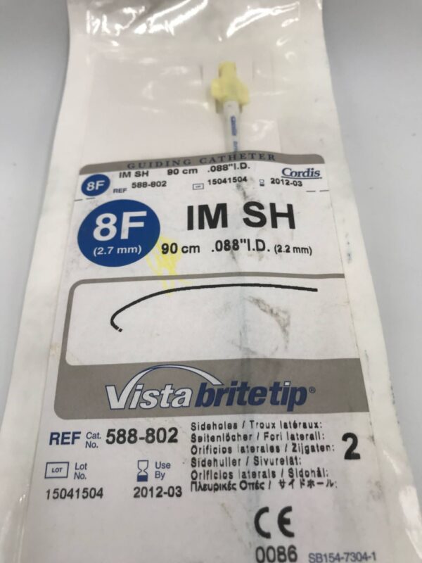 Cordis 588-802 Vista BriteTip IM SH Guiding Catheter 8F 90cm (X) - GB ...