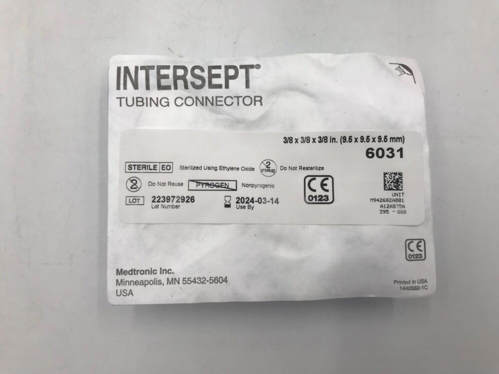 MEDTRONIC 6030 Intersept Equal Y Connector w/o Luer Lock 1/4 x 1/4 x 1 ...