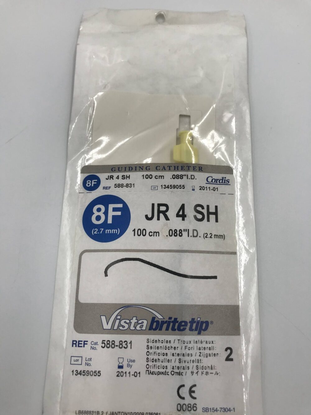 Cordis 588-831 Vista BriteTip JR 4 SH Guiding Catheter 8F 100cm (X ...