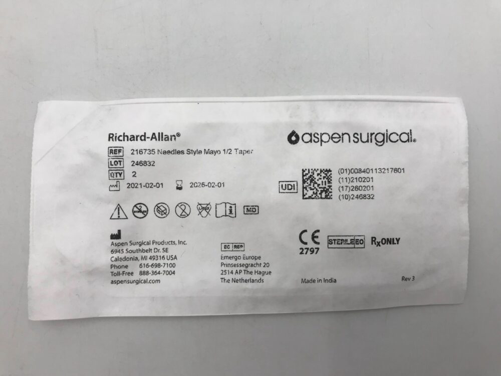 ASPEN SURGICAL 216735 Richard-Allan Needles Style Mayo 1/2 Taper (2/Pkg ...