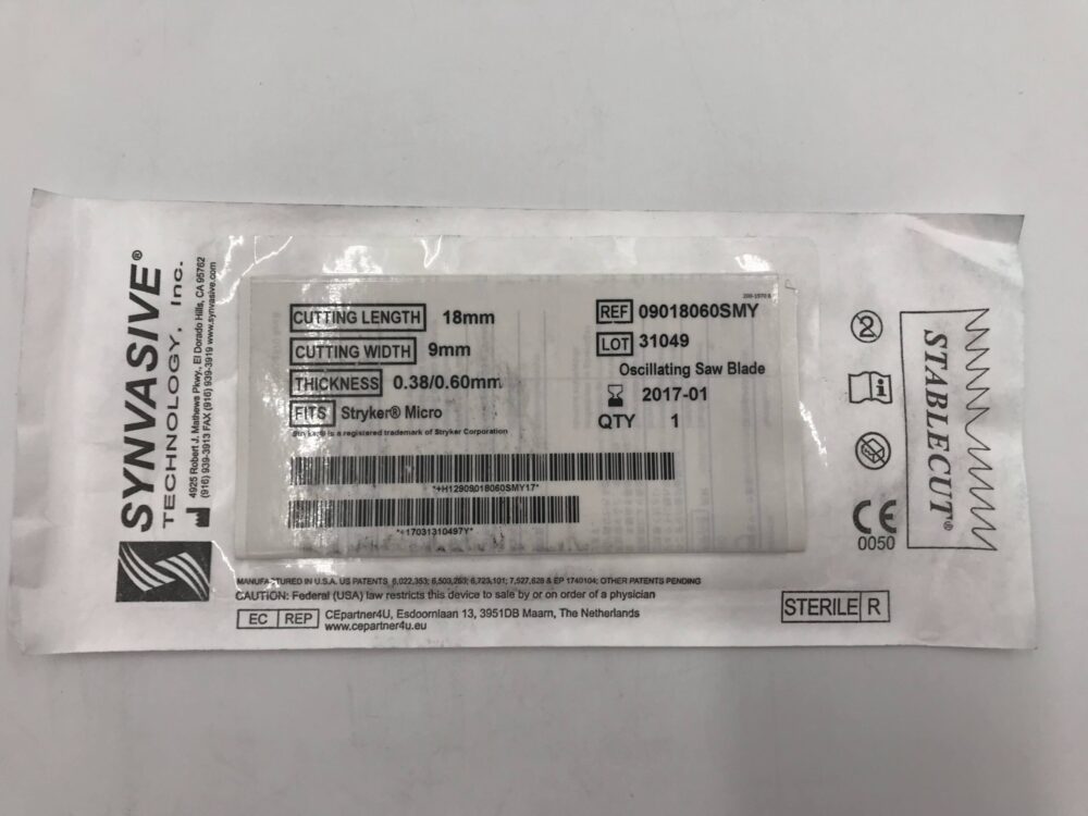Synvasive 09018060SMY Oscillating Saw Blade C.L.=18mm, C.W.=9mm (X ...