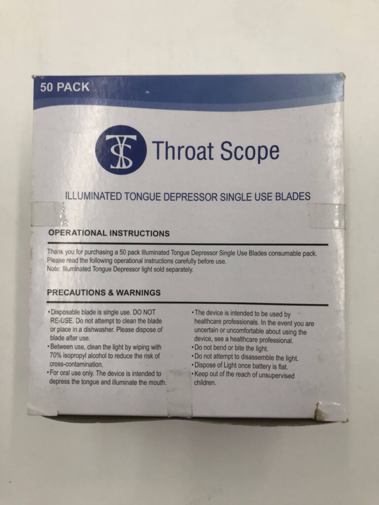 THROAT SCOPE 83398 Illuminated Tongue Depressor/Blades Single Use ...