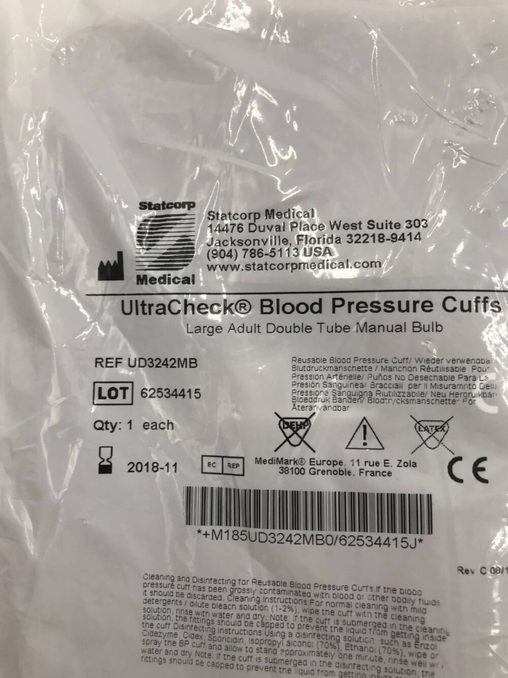Statcorp UD3242MB Ultra Check Blood Pressure Cuffs Large Adult 32-42cm ...