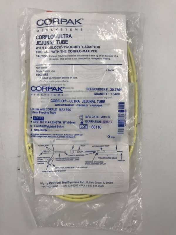 CORPAK 30-7361 Corflo-Ultra Jejunal Tube w/ Corlock Twoomey Y-Adaptor ...