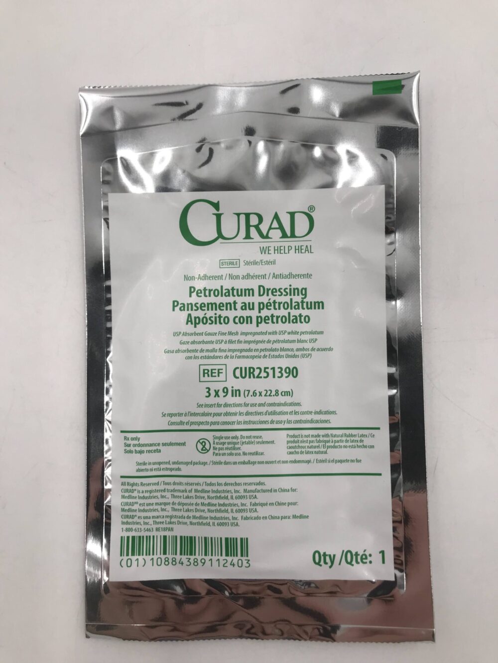 MEDLINE CUR251390 CURAD Non-Adherent Petrolatum Dressing 3x9in - GB ...