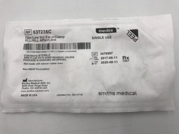 Smiths Medical 537235C 72in Low Vol Ext w/Clamp FLL/MLL APV=1.3ml (X ...