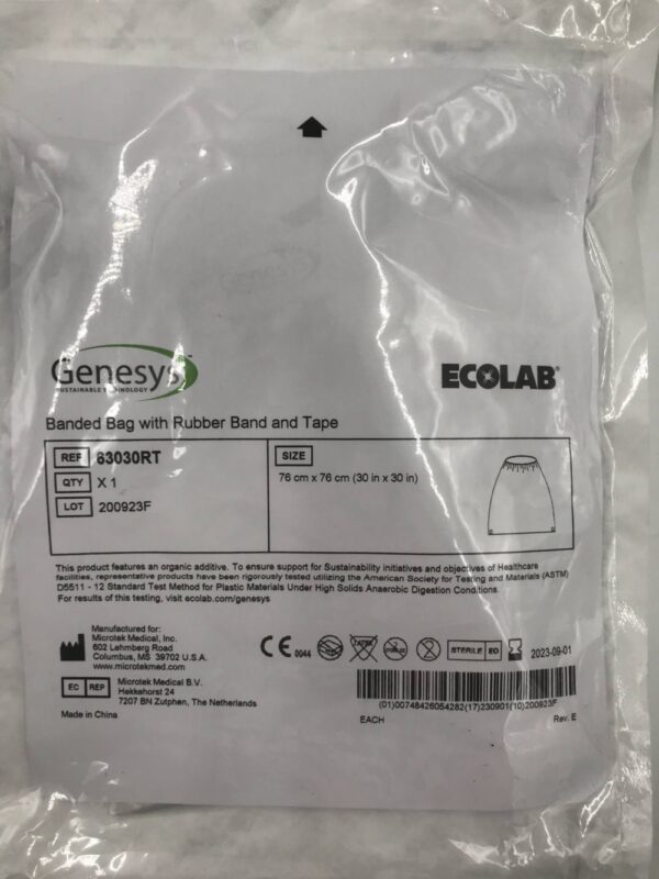 MICROTEK 63030RT Ecolab Genesys Banded Bag w/ Rubber Band & Tape 76cm x ...
