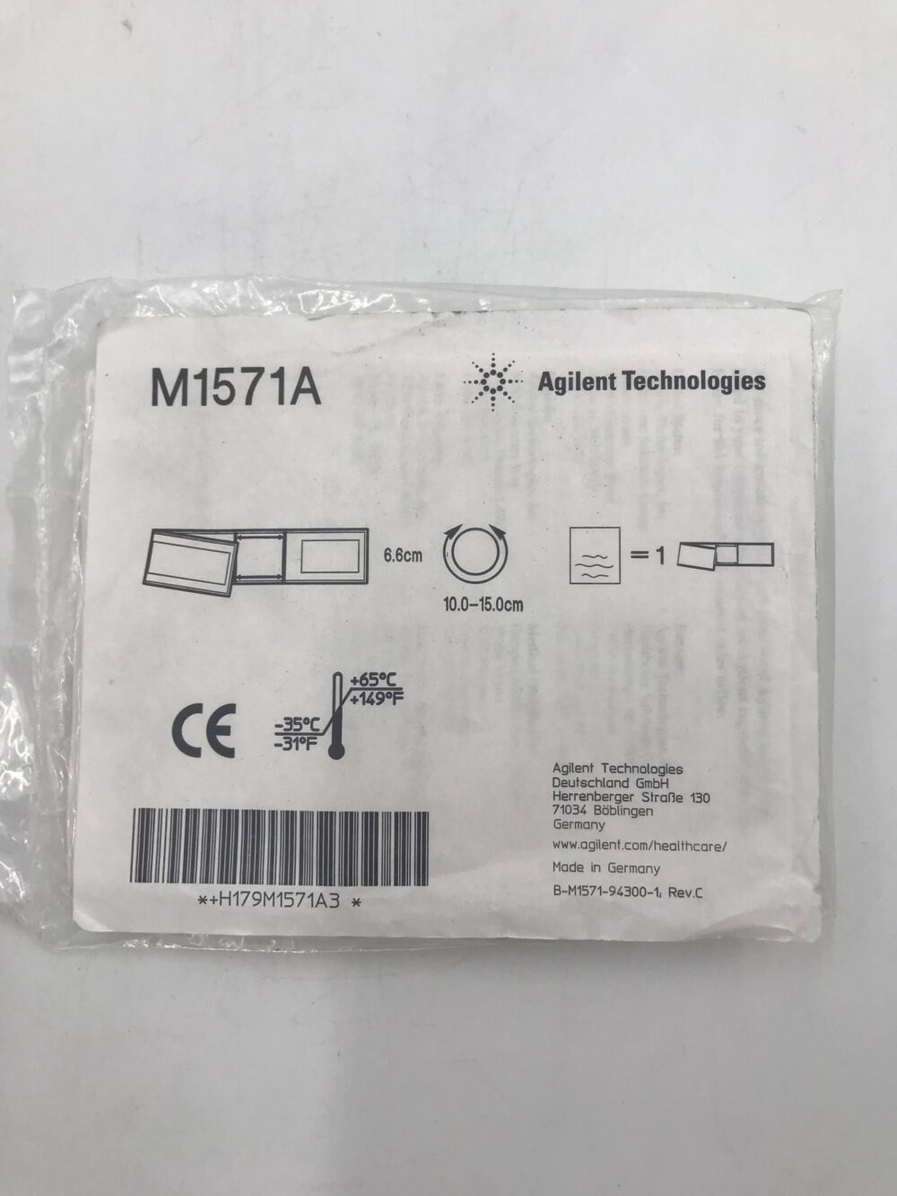 Agilent Technologies M1571A Blood Pressure Cuff 6.6cm / 10.0- 15.0cm ...