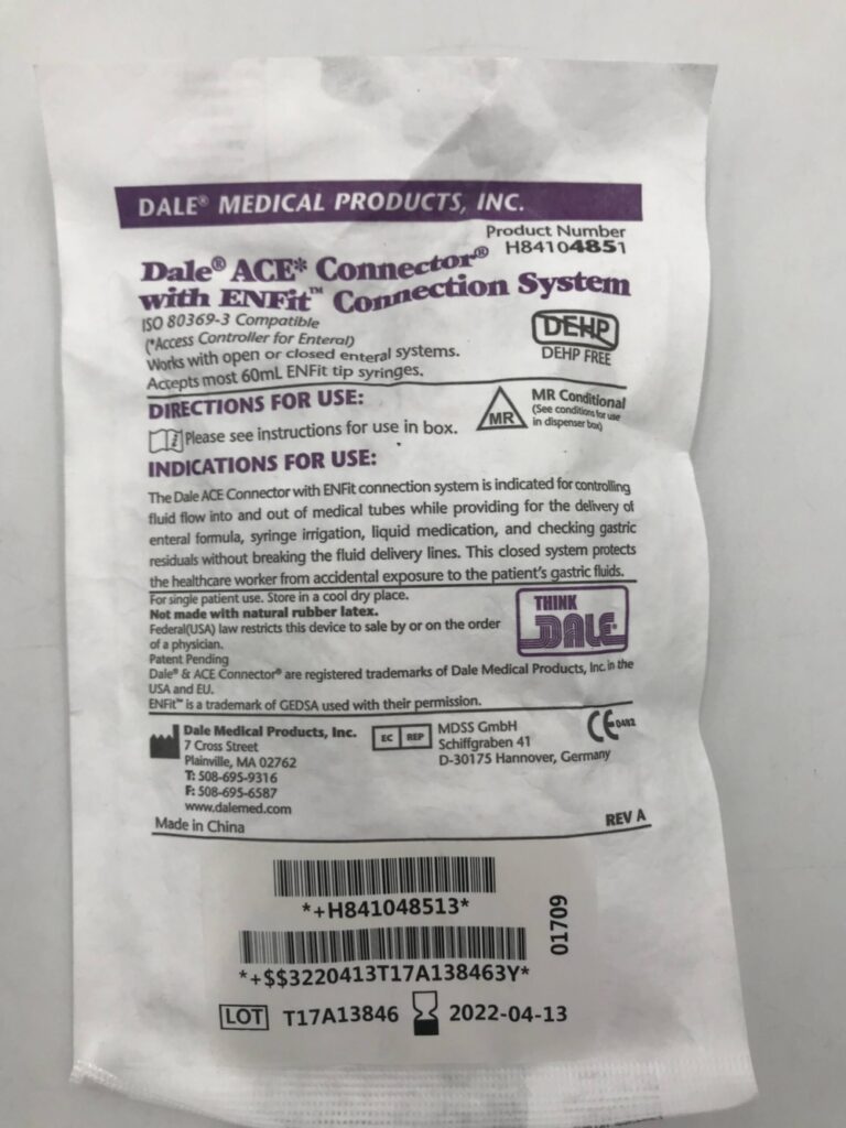 Dale Medical 485 Dale Ace Connector with ENFit Connection System (X ...