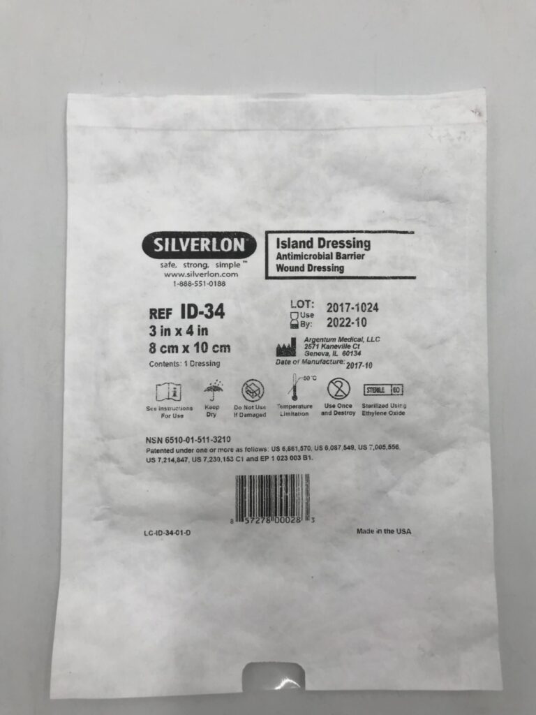 Argentum Medical ID-34 Silverlon Island Dressing Antimicrobial Barrier ...