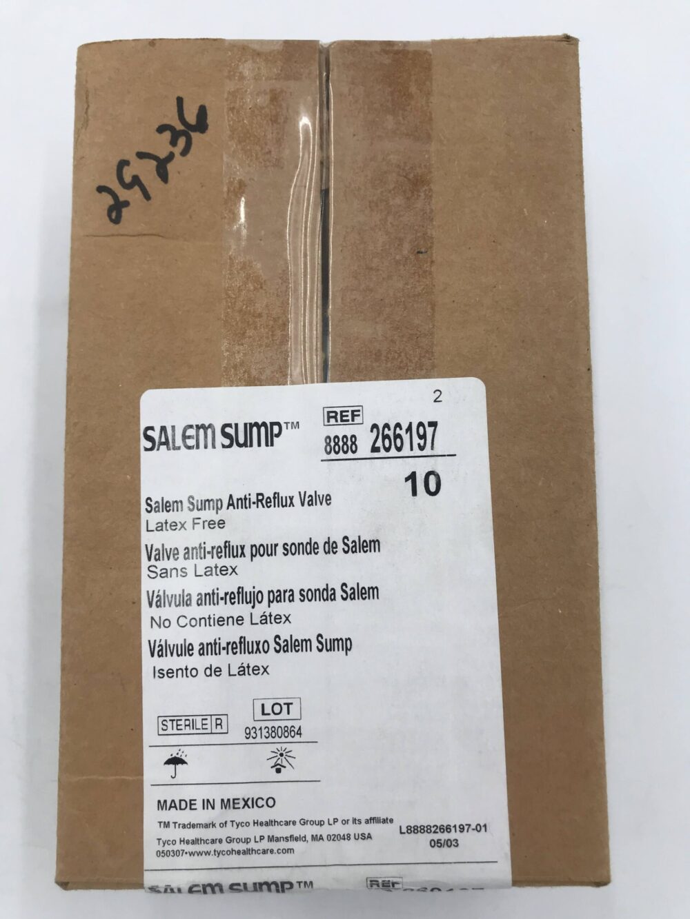 Tyco 266197 Kendall Salem Sump Anti-Reflux Valve Latex Free (10/Case ...