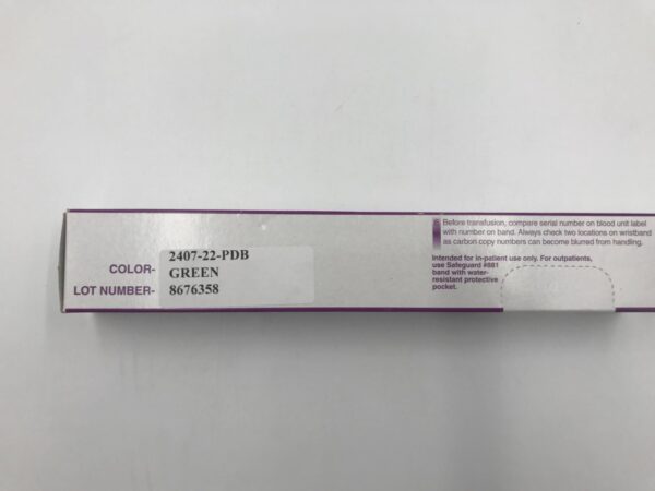 PDC 2407-22-PDB Securline Blood Band-Plus. Blood Recipient ID Wristband ...