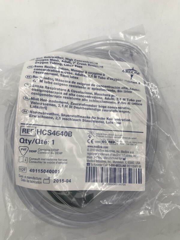 Medline HCS4640B Non Rebreather, High Concentration Oxygen Mask, Adult ...