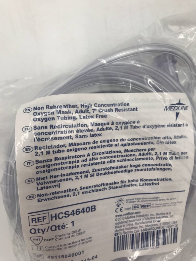 Medline HCS4640B Non Rebreather, High Concentration Oxygen Mask, Adult ...