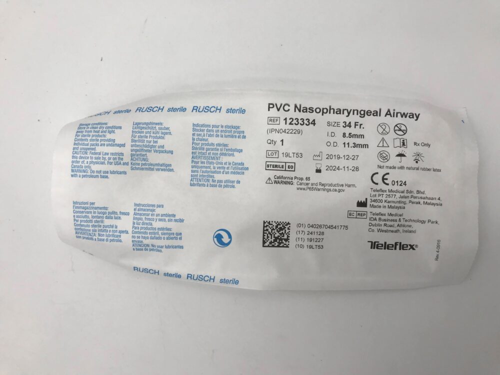 TELEFLEX 123334 Rusch PVC Nasopharyngeal Airway 34F (10/Box) - GB TECH USA