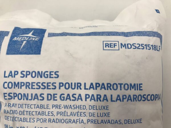 Medline MDS251518LF Lap Sponges X-Ray Detectable, Pre-Washed, Deluxe ...