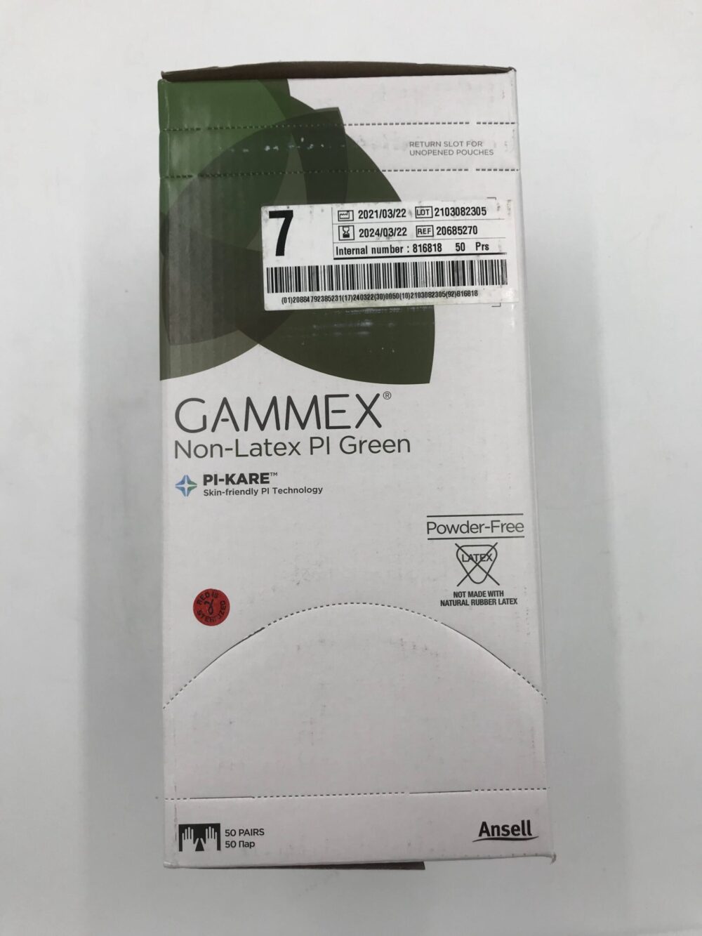 ANSELL 20685270 Gammex Non-Latex PI Green PF Surgical Gloves, Size7 ...