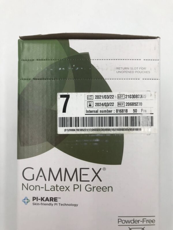 ANSELL 20685270 Gammex Non-Latex PI Green PF Surgical Gloves, Size7 ...
