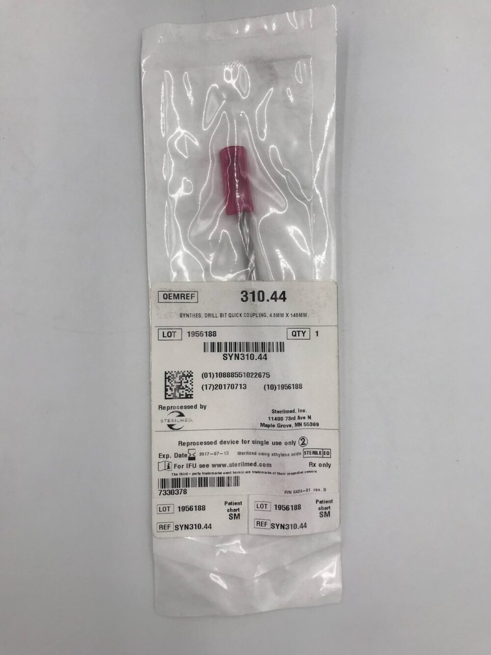 SYNTHES 310.44 Drill Bit Quick Coupling 4.5mm x 145mm (Reprocessed ...