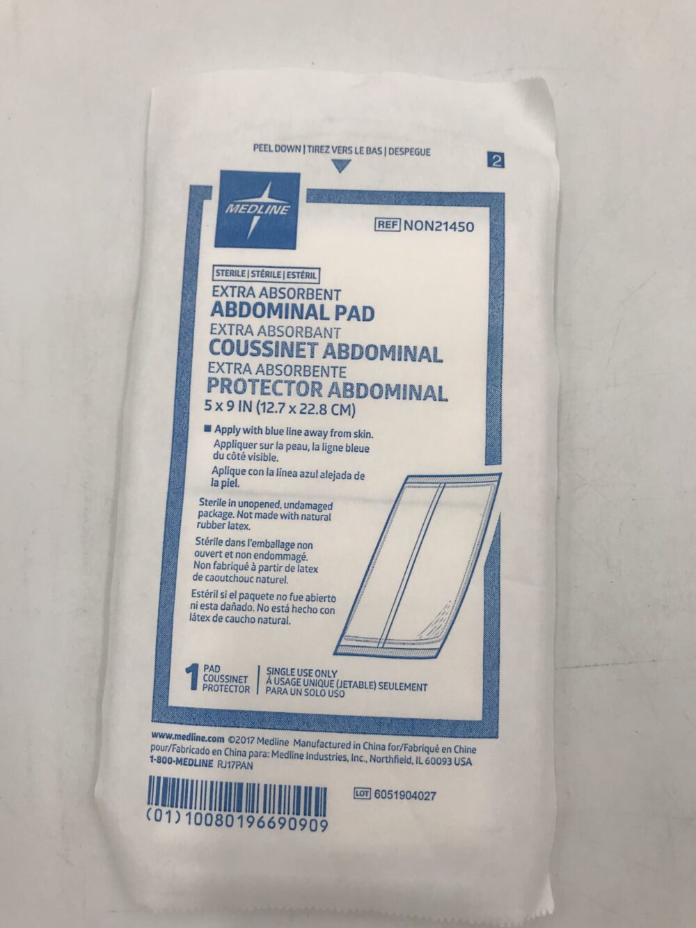 Medline NON21450 Extra Absorbent Abdominal Pad 5 x 9in - GB TECH USA
