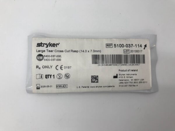 STRYKER 5100-037-114 Large Tear Cross Cut Rasp 14 x 7mm - GB TECH USA