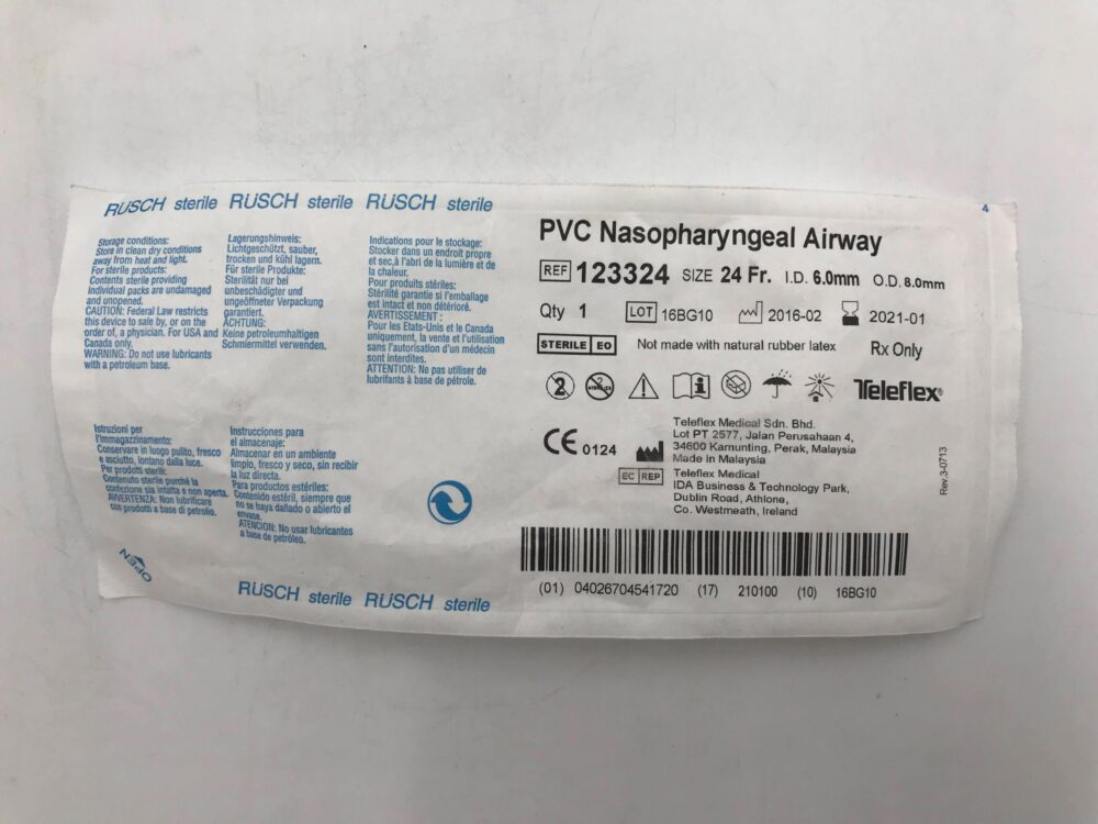 TELEFLEX 123324 Rusch PVC Nasopharyngeal Airway 24F (X) – GB TECH USA