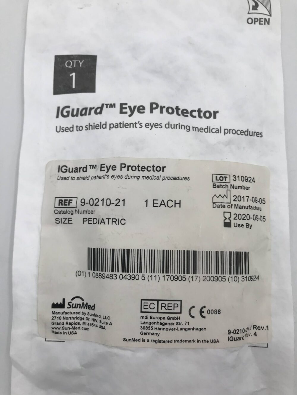 Sunmed 9-0210-21 IGuard Eye Protector Size Pediatric (X) - GB TECH USA
