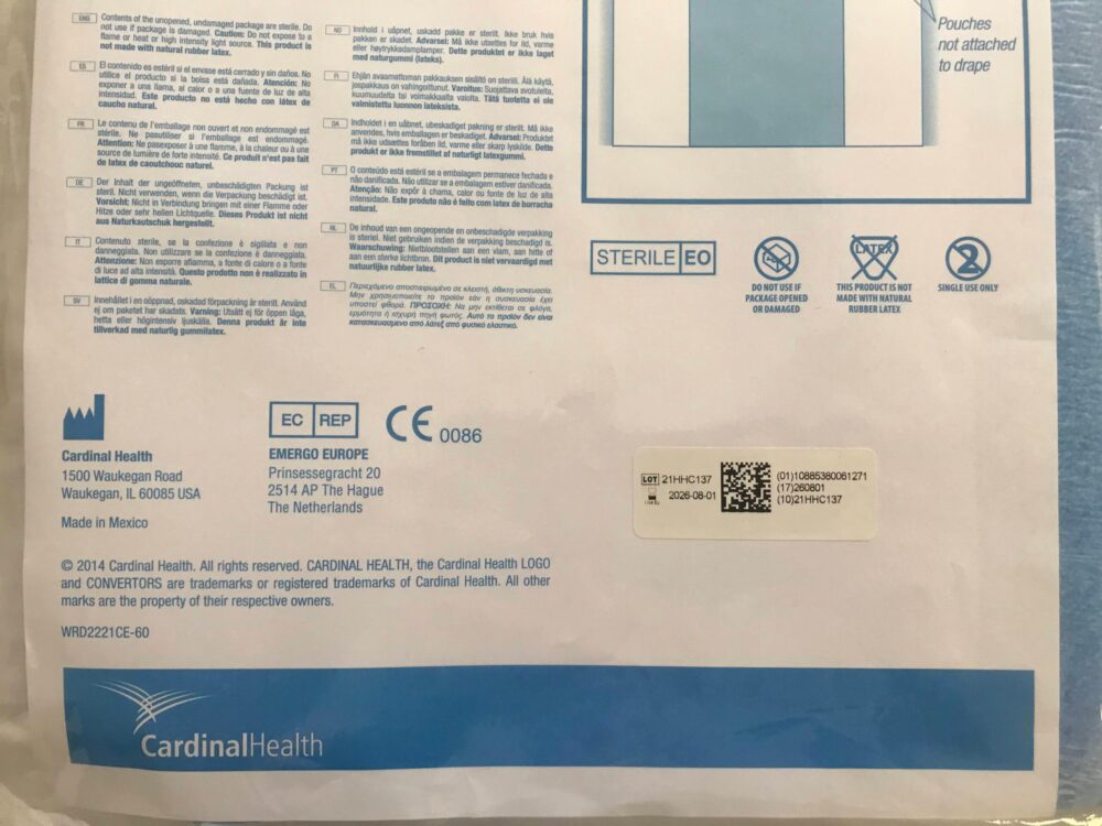 CARDINAL HEALTH D2221 Convertors Fluoroscope Procedure Sheet 80in x ...