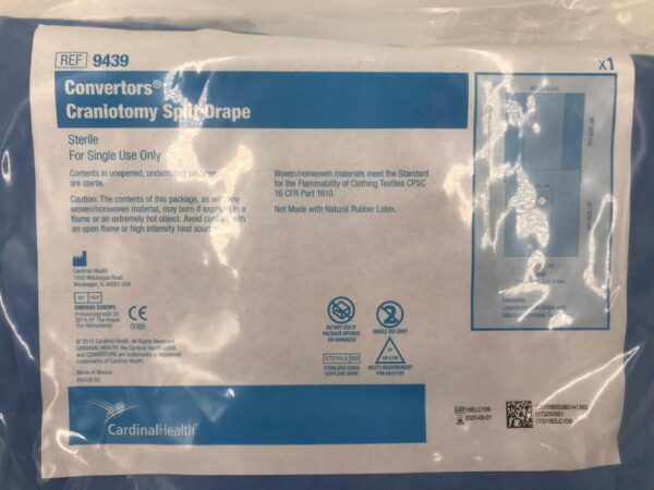 CARDINAL HEALTH 9439 Convertors Craniotomy Split Drape 80in x 90in ...
