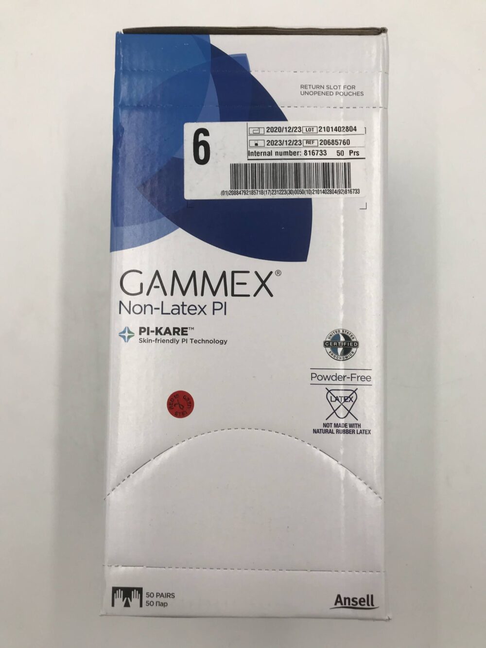 ANSELL 20685760 Gammex Non-Latex PI Surgical Gloves, 6 (50pairs/ Gloves ...